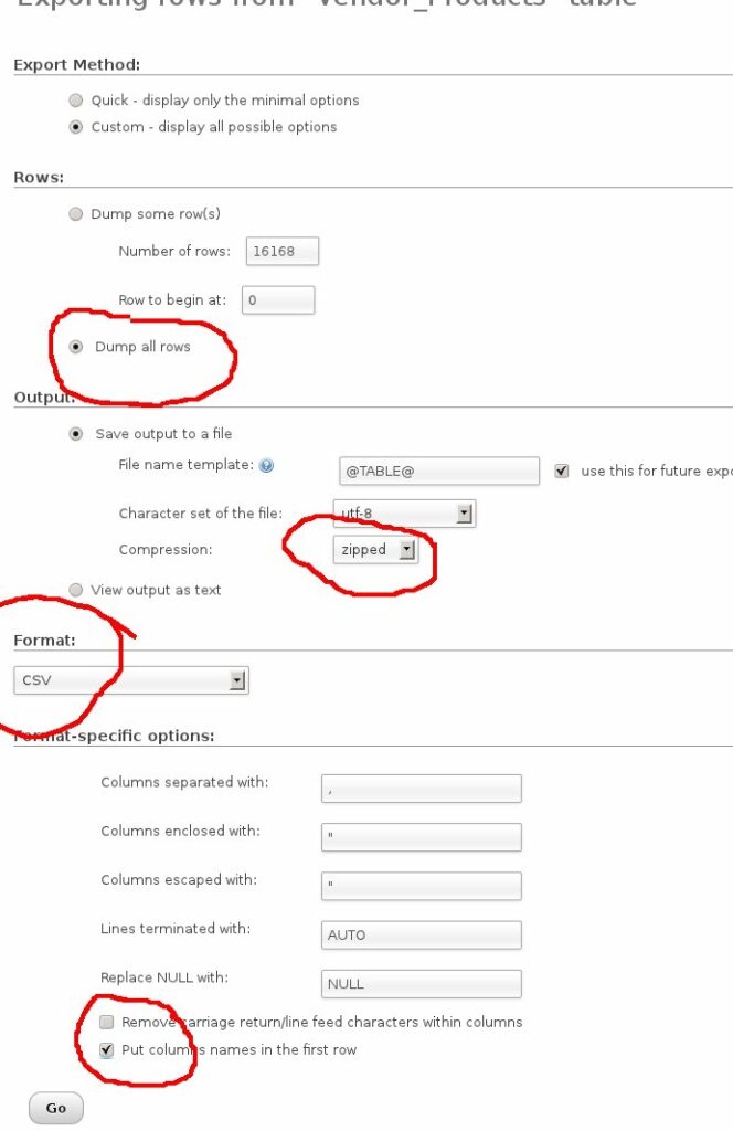 How to export a CVS file from phpMyAdmin | Sea-Wing Designs